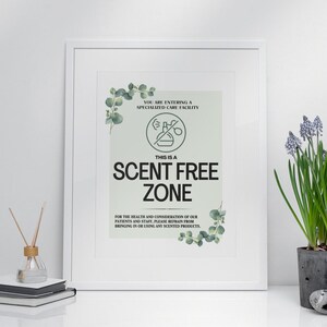 PRINTABLE Scent Free Zone SIGN, Fragrance Free Health Care Facility ...