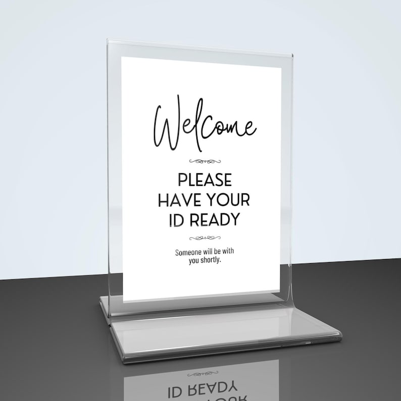 PRINTABLE Have ID Ready SIGN, Line-up Waiting Room, Reception Front ...