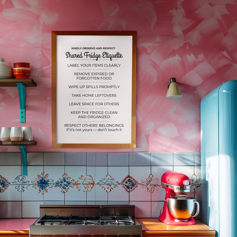 PRINTABLE Shared Fridge Etiquette SIGN, Shared Kitchen Guidelines ...