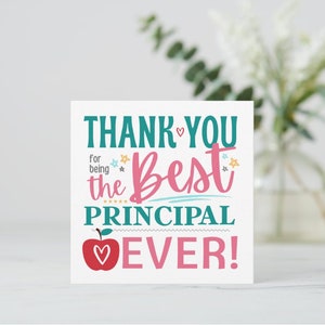 PRINTABLE Best Principal Ever CARD, End of Year Student Gift, Principal ...