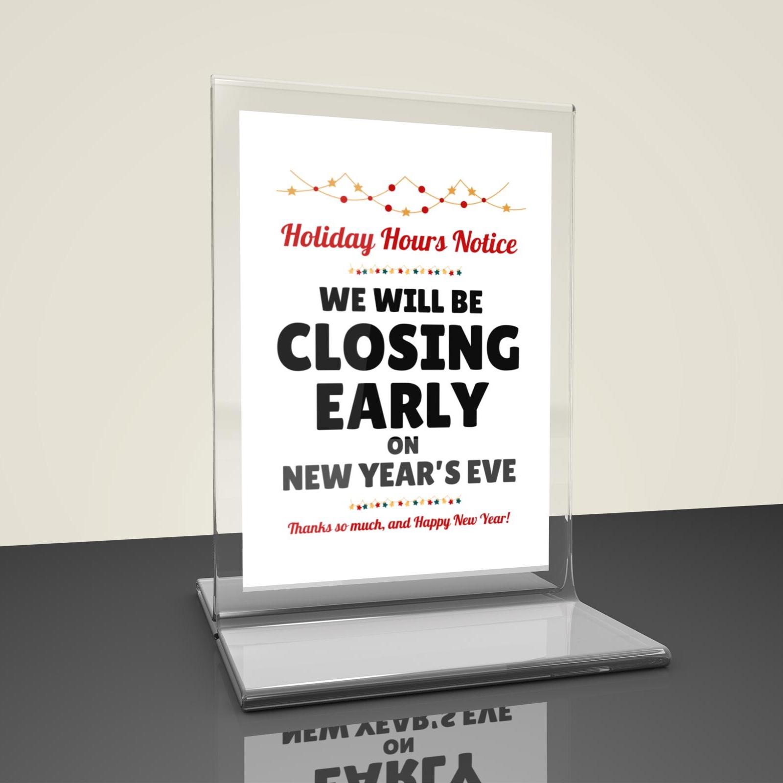 PRINTABLE Closing Early SIGN, We Are Closing Early on New Year's Eve ...