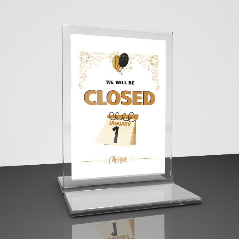 PRINTABLE Closed on New Years Day SIGN, Closed on January 1st, Office ...