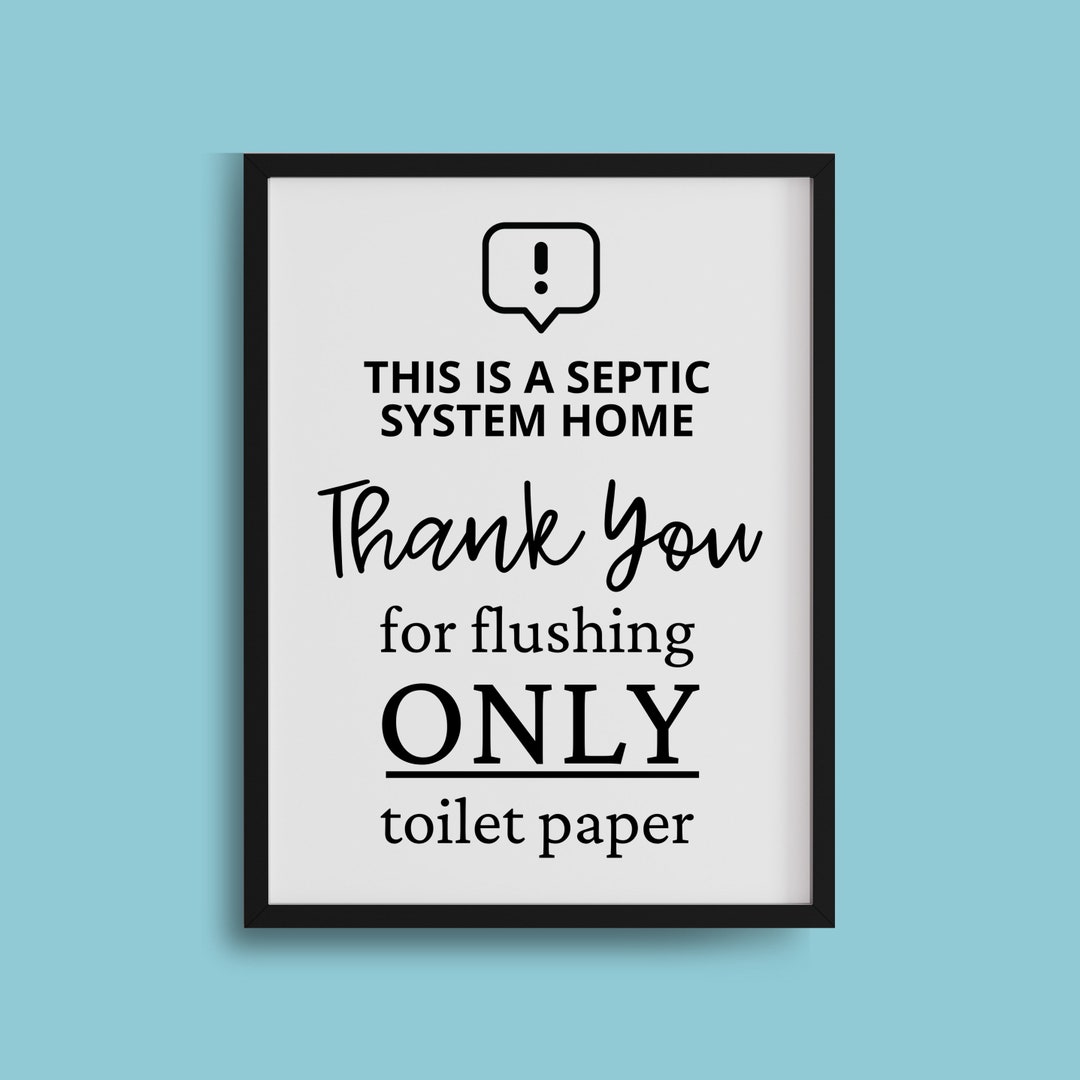 Flush Only Toilet Paper Bathroom Sign, PRINTABLE Septic System Sign ...