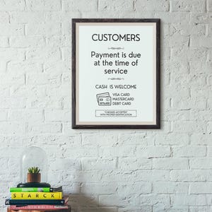 PRINTABLE Payment is Due SIGN, Waiting Room SIGN, Payment Due at Time ...