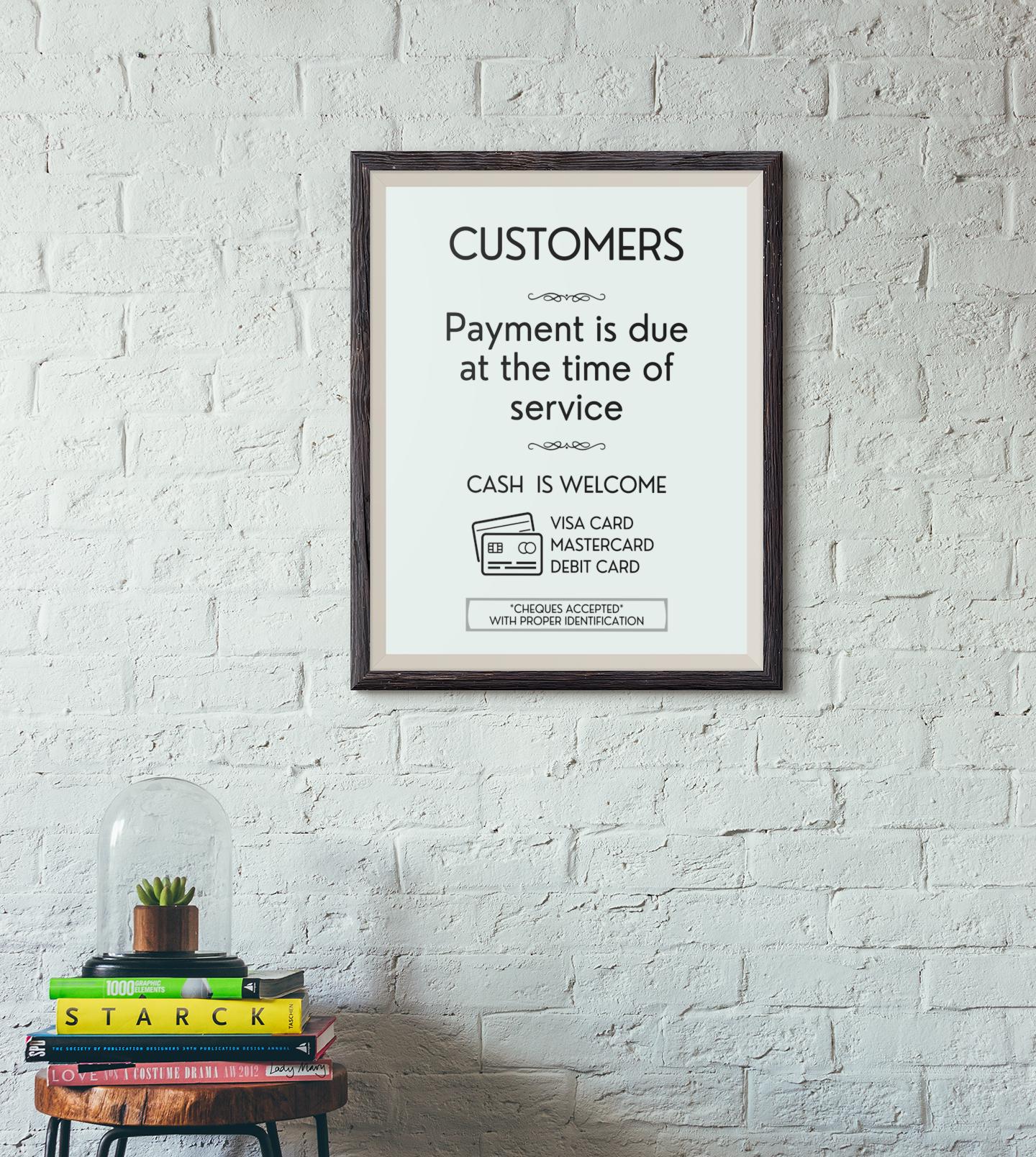 PRINTABLE Payment is Due SIGN, Waiting Room SIGN, Payment Due at Time ...