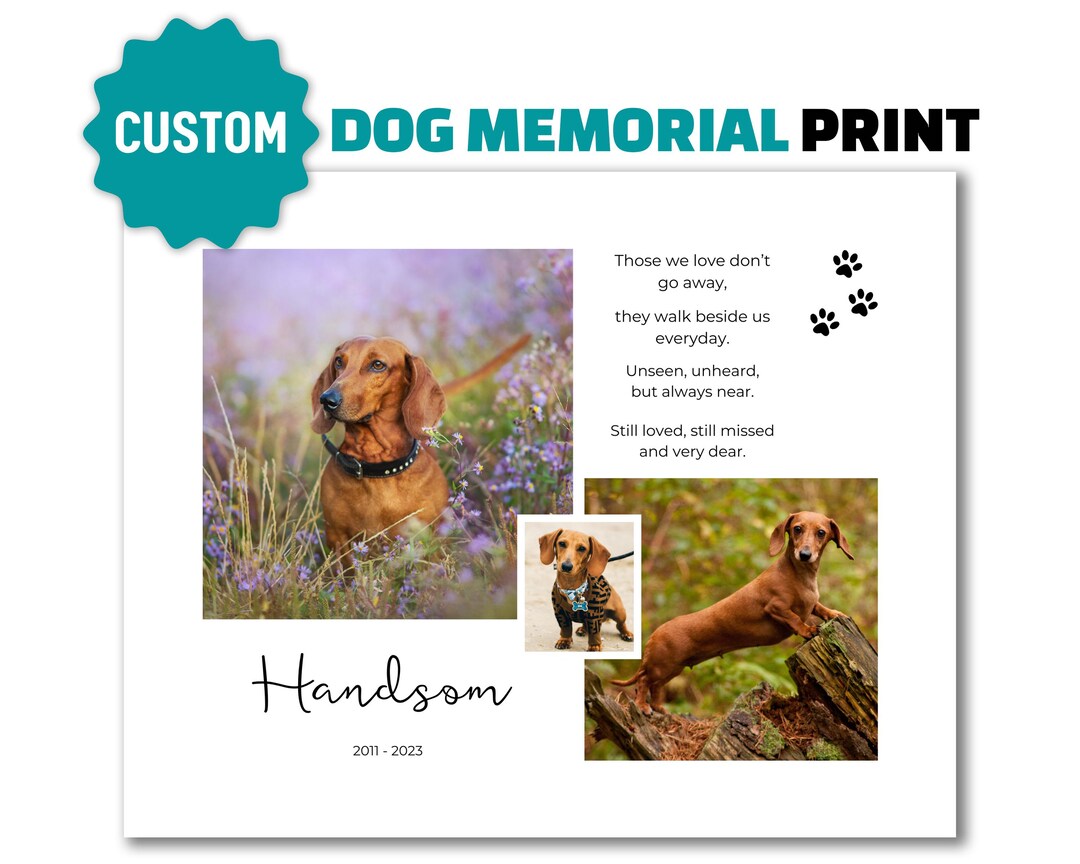 CUSTOM Dog Memorial PRINT, Printable Digital Dog Memorial Print for Pet ...