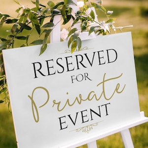 PRINTABLE Reserved for Private Event SIGN, Digital Reserved Sign for ...