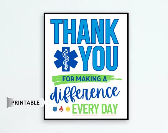 Thank You First Responders PRINTABLE Sign EMT Police - Etsy