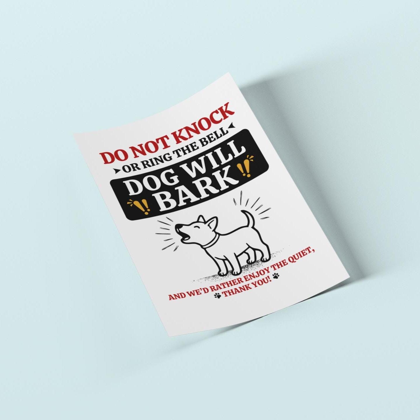 PRINTABLE Do Not Knock Sign, Please Do Not Ring Bell, Dog Will Bark ...