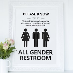 PRINTABLE All Gender Restroom SIGN, All Gender Notice Restroom ...
