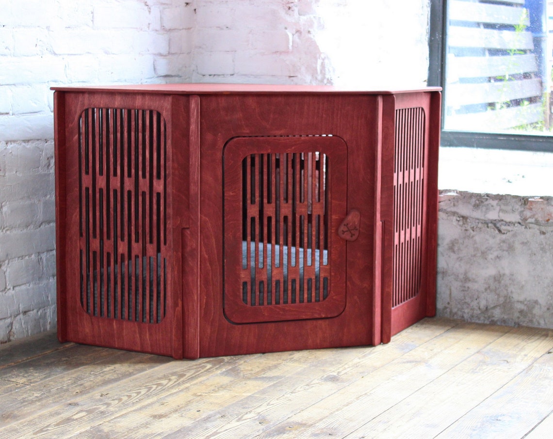 Corner Dog Kennel Modern Dog Cratedog Kennel - Etsy