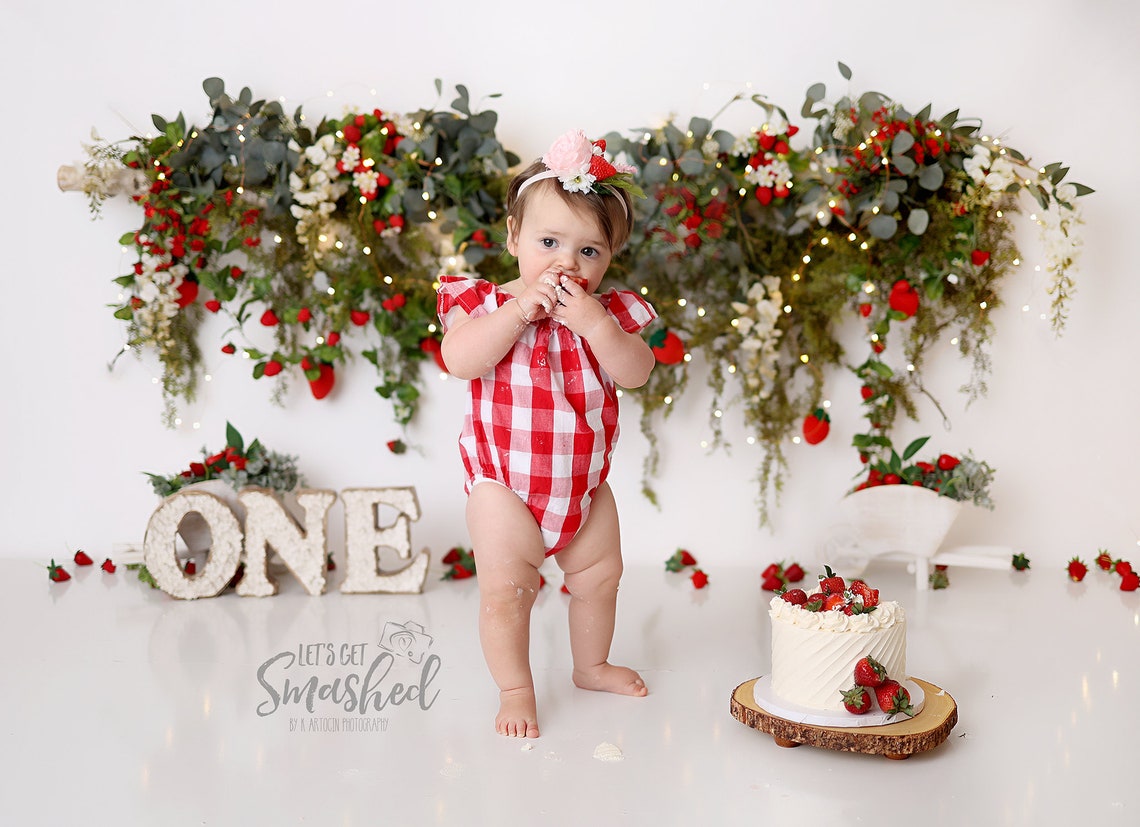 Strawberry Garden props Are Printed on the Backdrop - Etsy