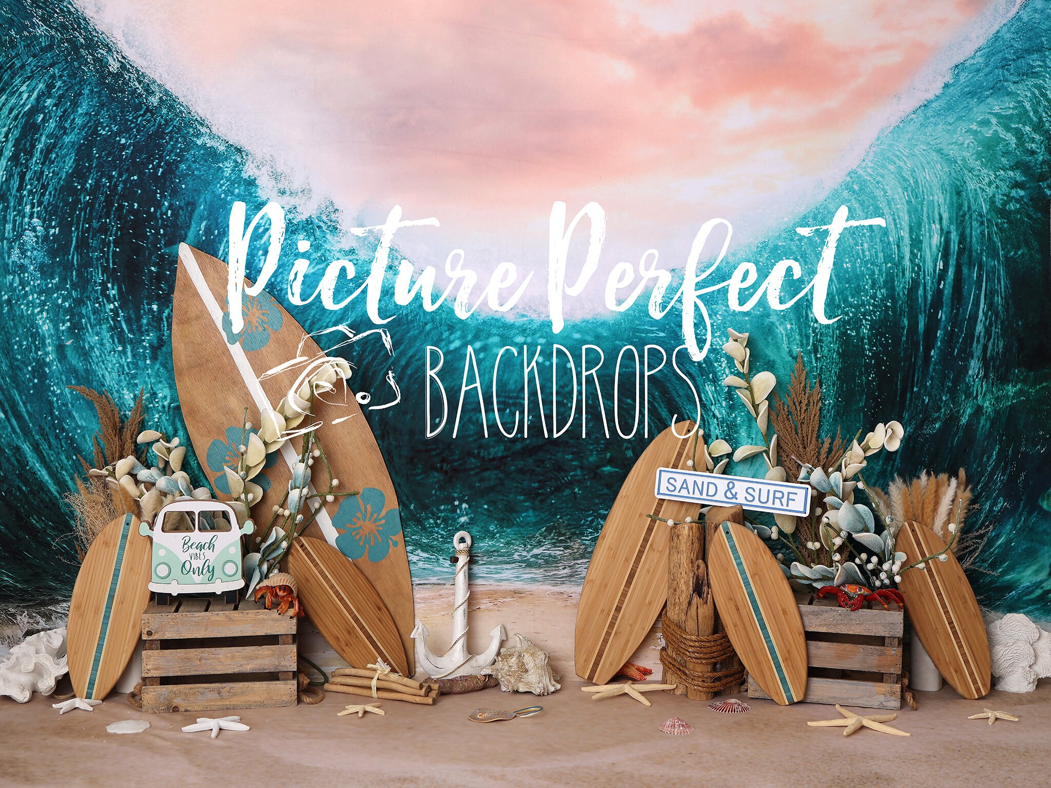 The BIG One Sand and Surf props Printed on the Backdrop - Etsy