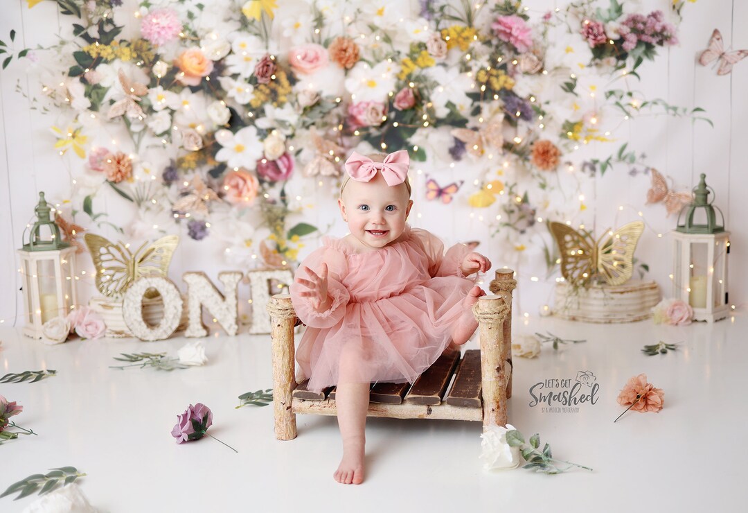 Wild Flower and Butterflies Backdrop - Etsy