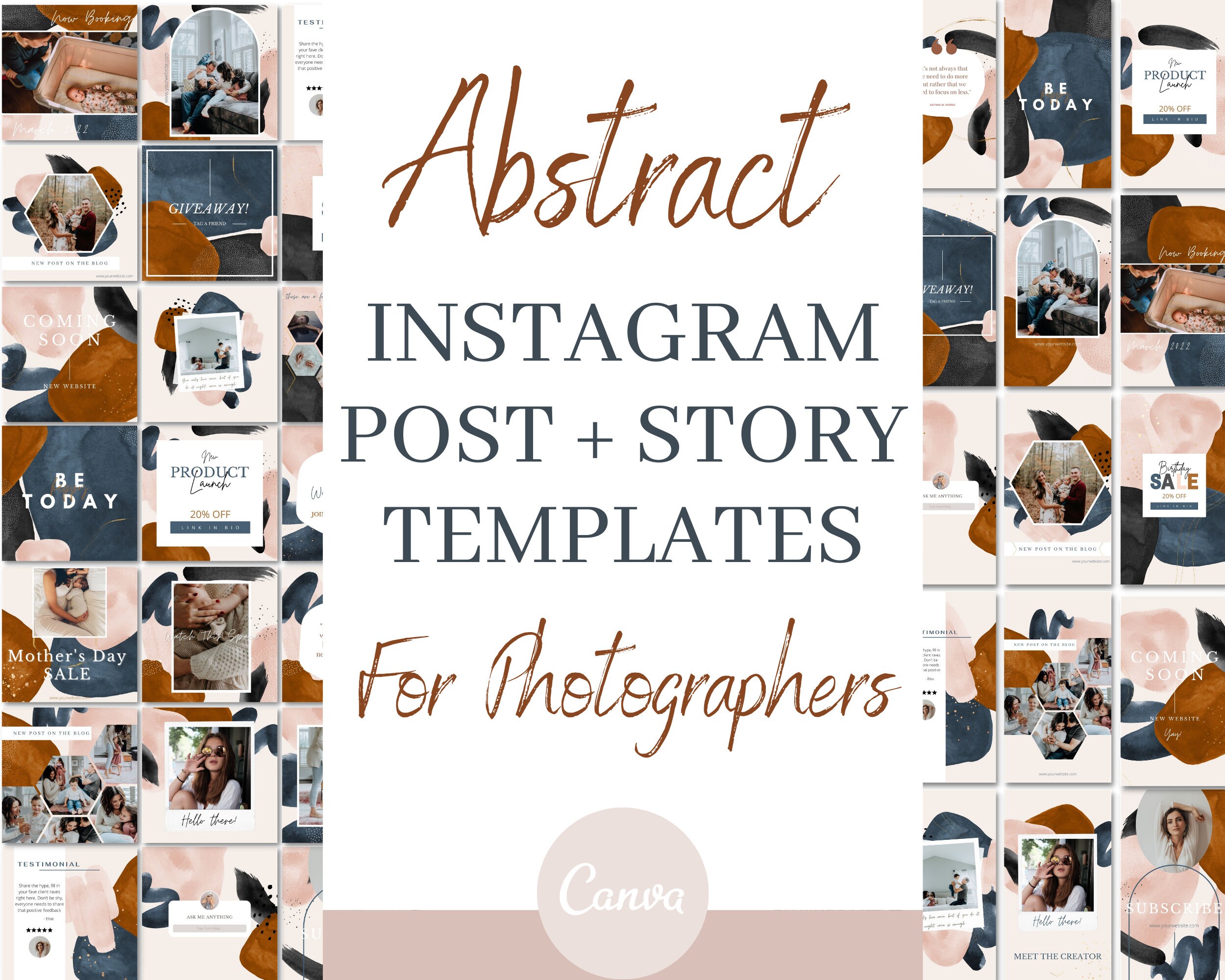 40 Instagram Template BUNDLE for Photographers, Abstract Design Insta ...
