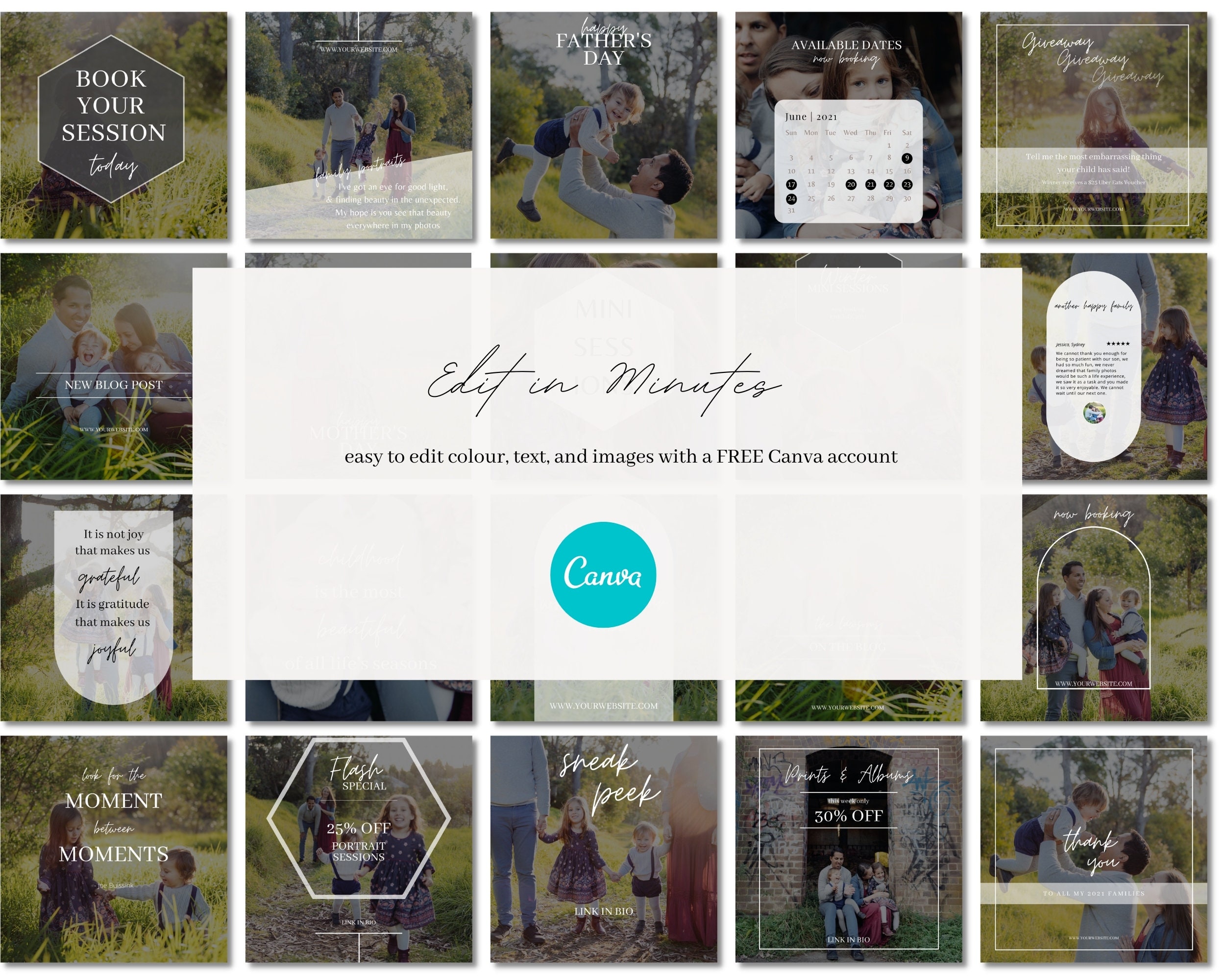 Overlay Instagram Post templates for photographers modern | Etsy