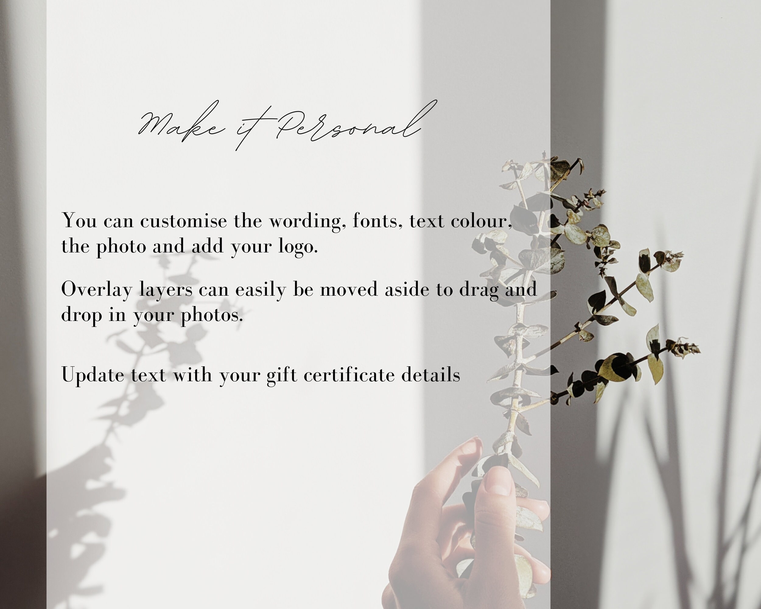 Email Gift Certificate for Photographers, E Gift Card for Portrait ...