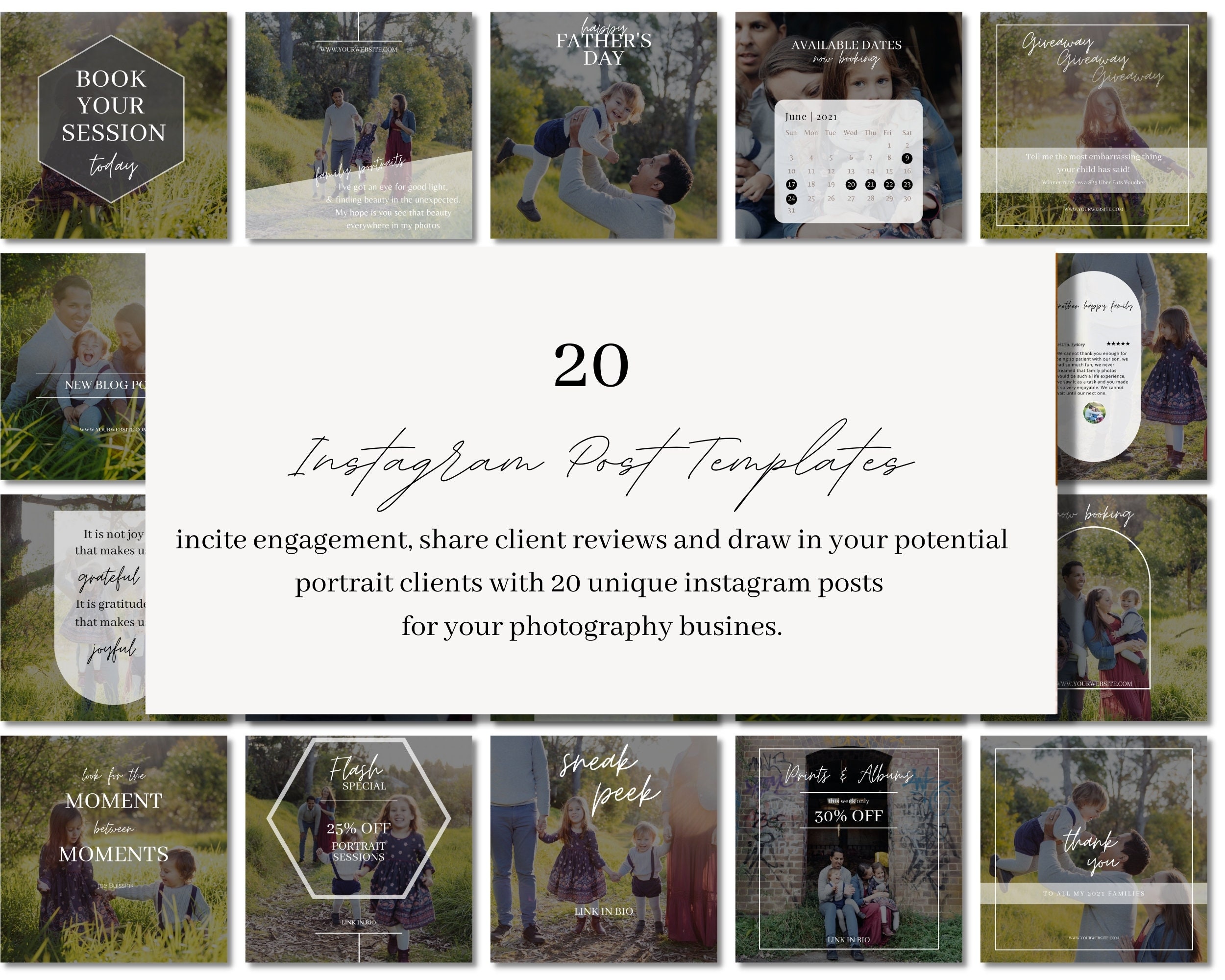 Overlay Instagram Post Templates for Photographers Modern - Etsy UK
