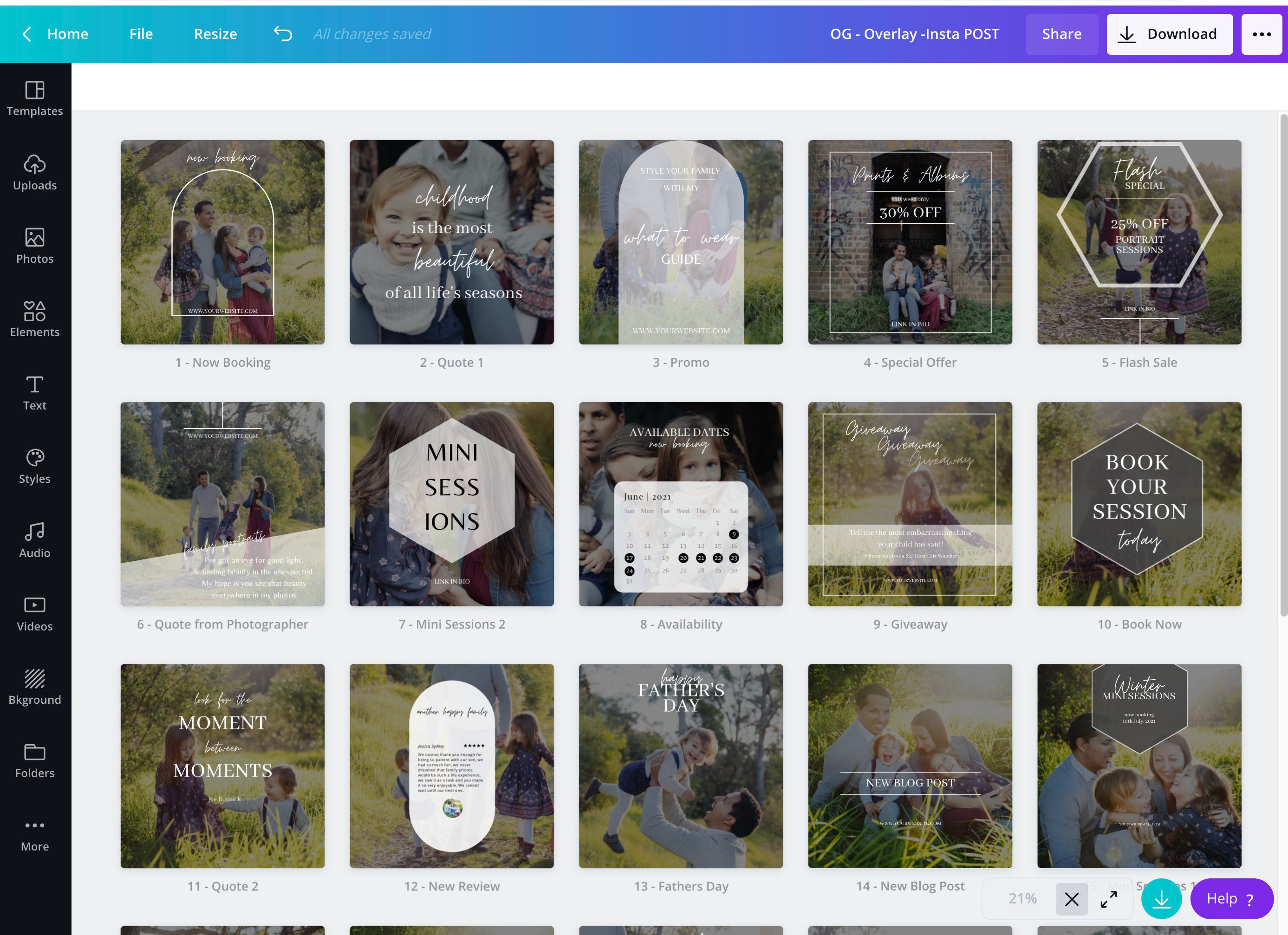 Overlay Instagram Post Templates for Photographers Modern | Etsy UK
