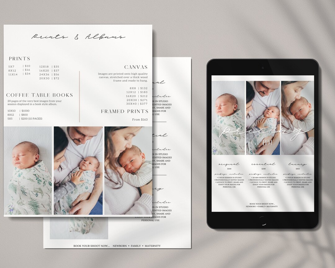 Photography Pricing Guide Template, Easy to Edit No Photoshop Required ...