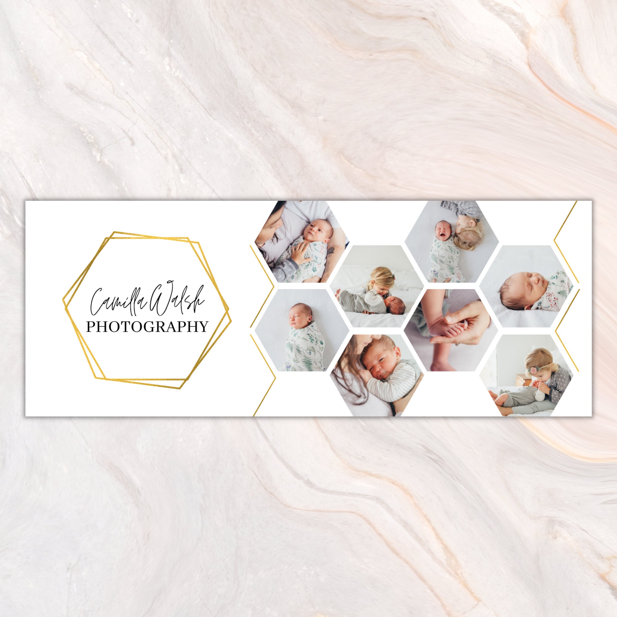 Facebook Banner Template, Hexagonal and Gold Facebook Cover Collage ...