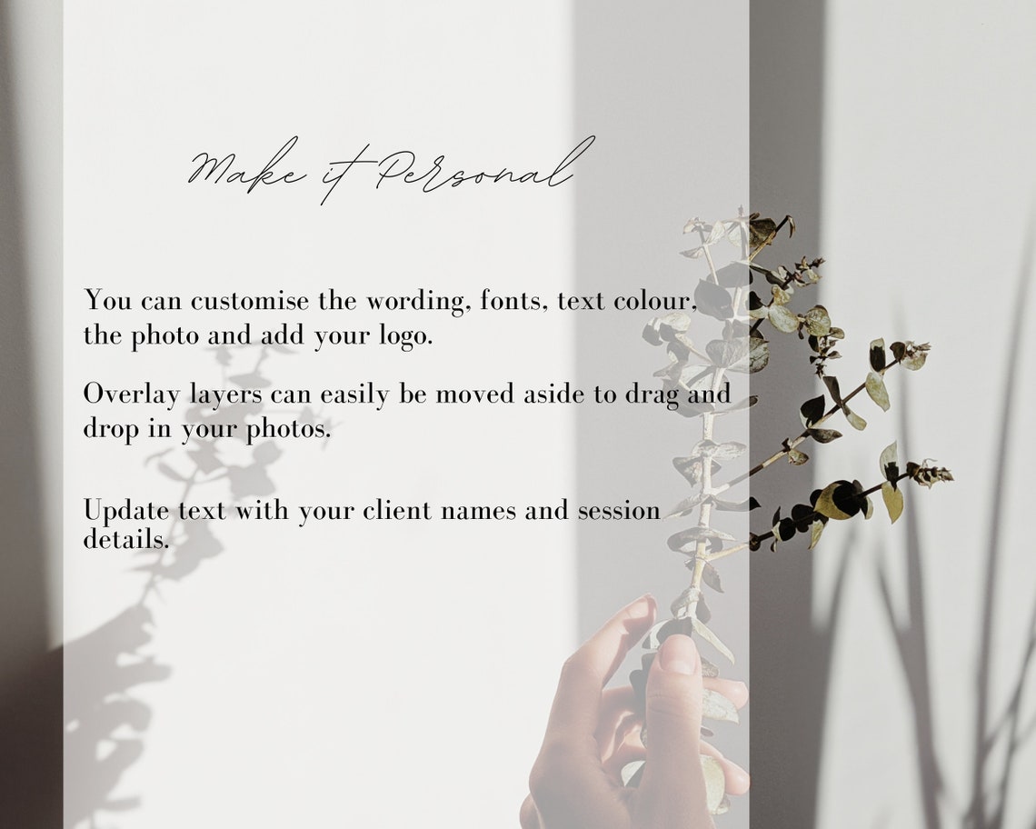 Session Reminder Templates for Photography, Customisable Session ...
