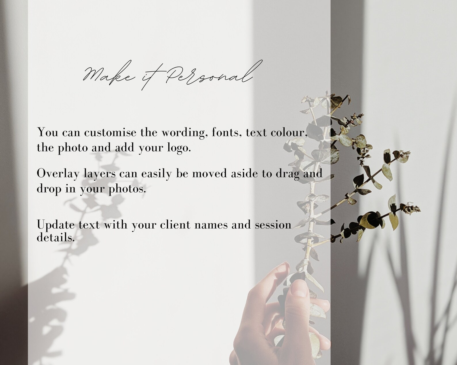 Session Reminder Templates for Photography, Customisable Session ...