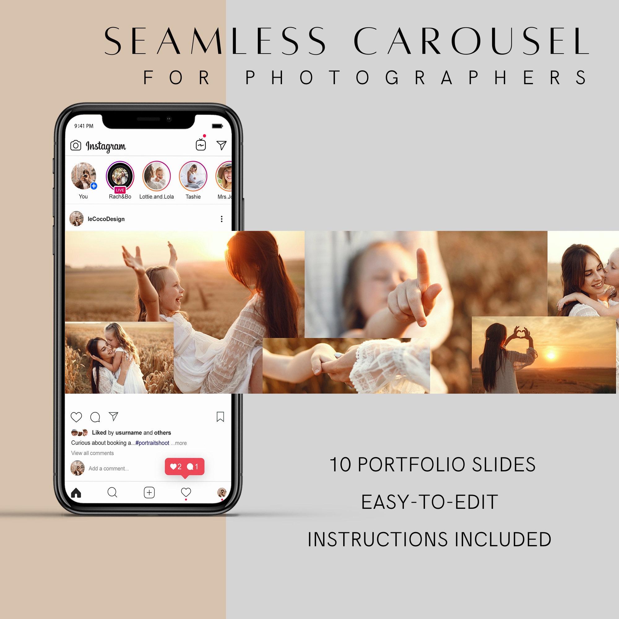 Instagram Carousel for Photographers, Easy to Edit in Canva, Photo ...