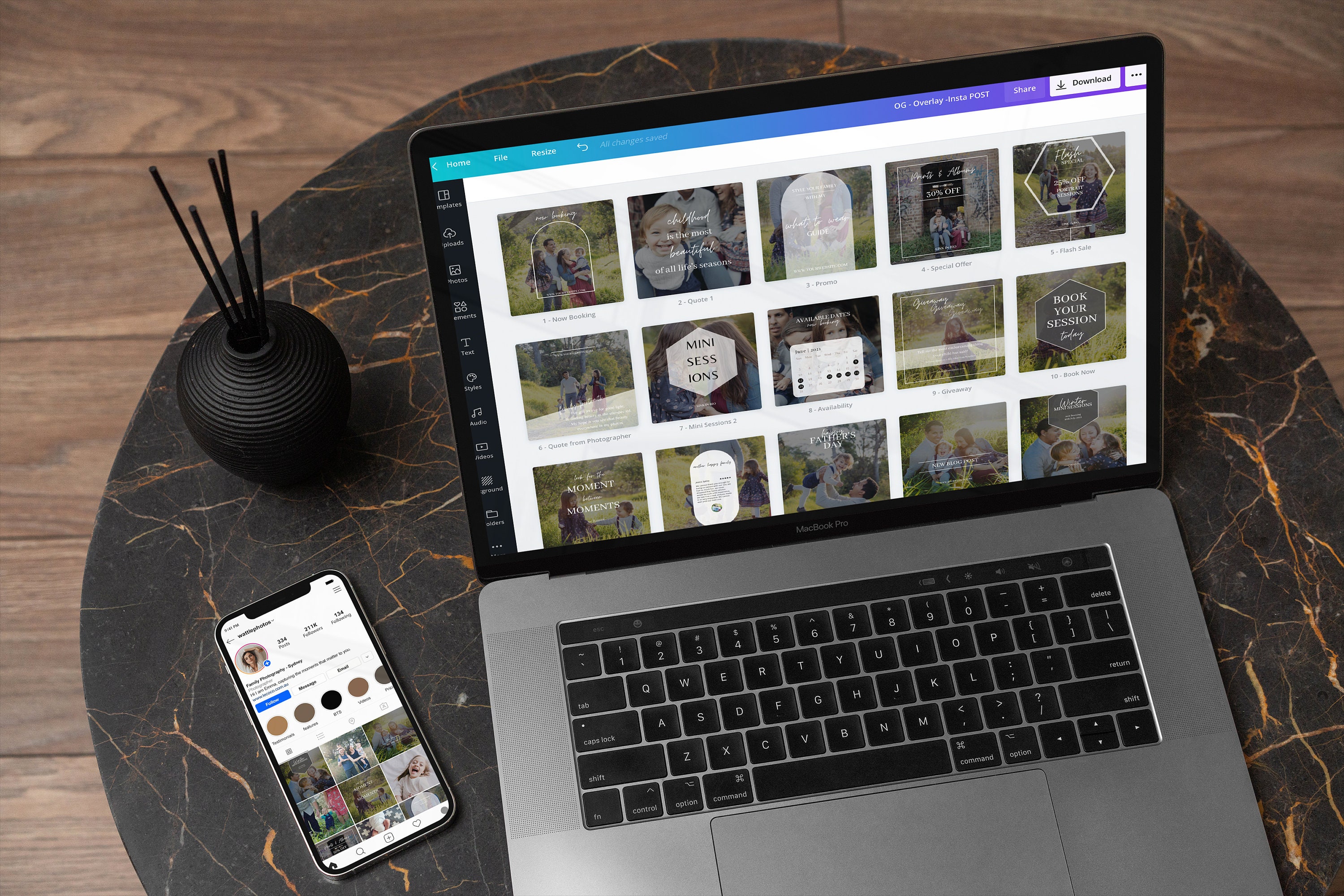 Overlay Instagram Post templates for photographers modern | Etsy