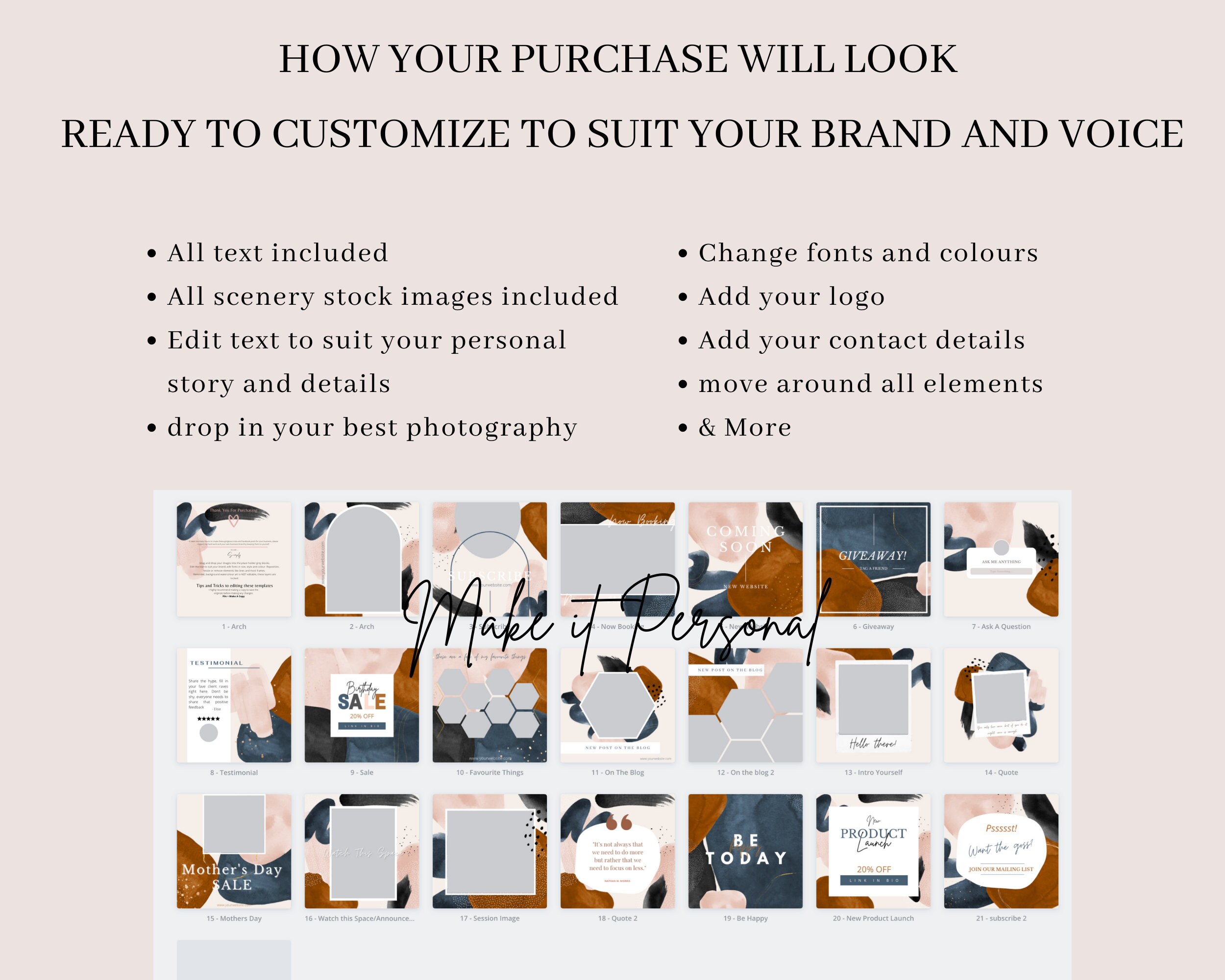 40 Instagram Template BUNDLE for Photographers, Abstract Design Insta ...
