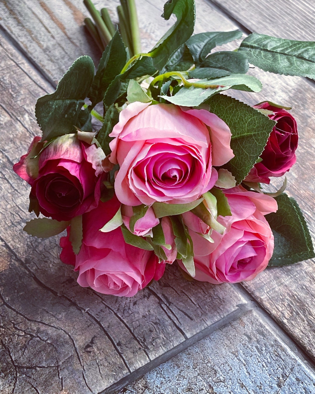 Artificial Pink Rose , Artificial Flower, Pink Home Decor , Vintage ...