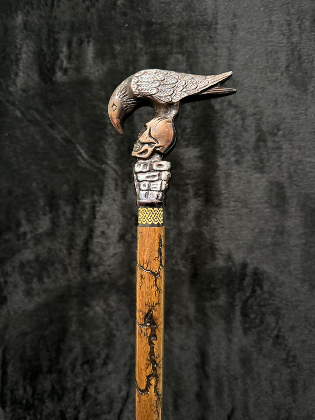 Black Antique Crow & Skull Walking Cane: Goth Style Brass Handle - Etsy