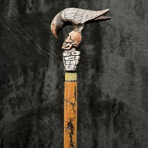 Black Antique Crow & Skull Walking Cane: Goth Style Brass Handle - Etsy