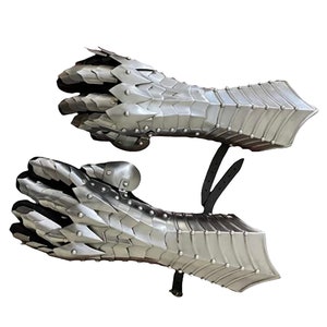 Medieval Nazgul Gloves Silver Finish Steel Gauntlets Medieval Armor ...
