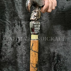 Black Antique Crow & Skull Walking Cane: Goth Style Brass Handle - Etsy