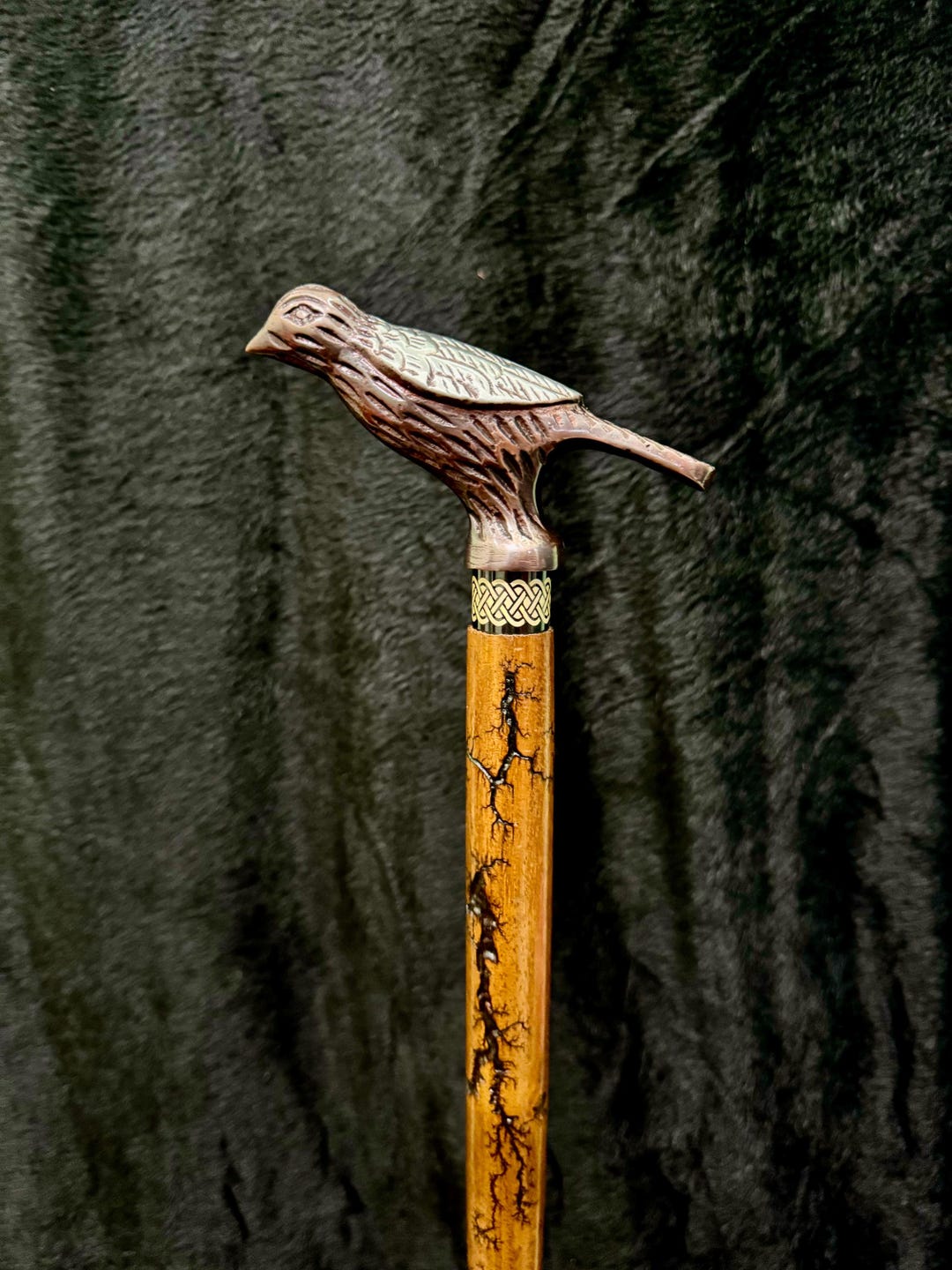 Black & Copper Antique Raven Walking Cane, Goth Style Wooden Carved ...