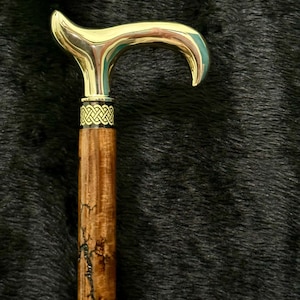 Brass Handle Wooden Walking Cane: Victorian Style Mobility Aid - Etsy