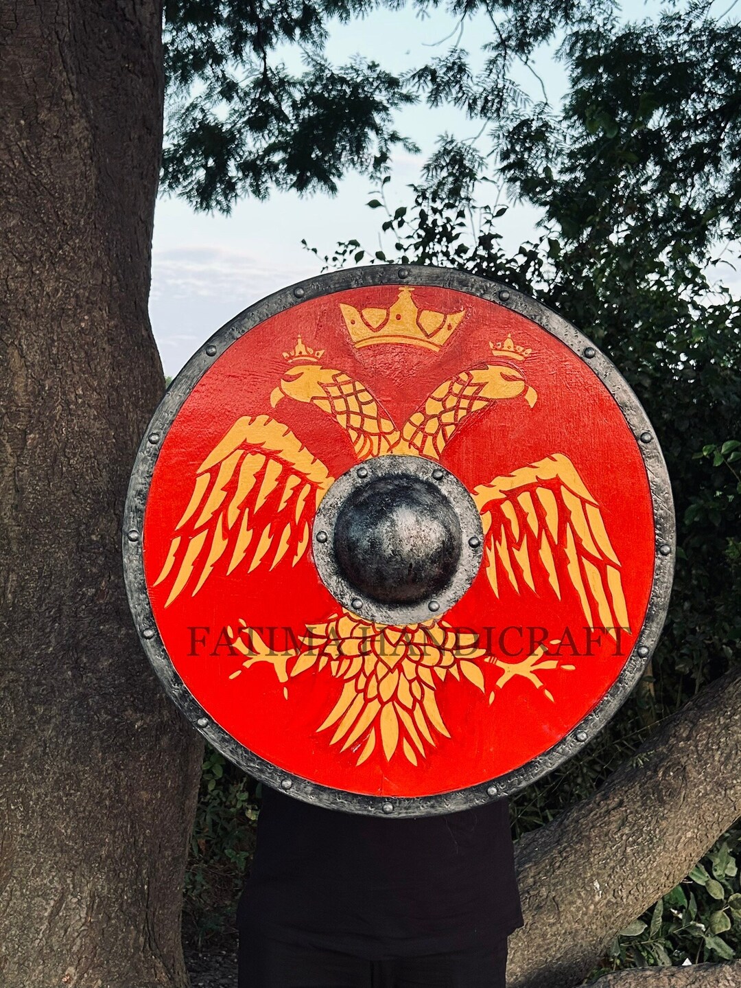 Wooden Round Medieval Viking Shield, Viking Gift Raven Valhalla Viking ...