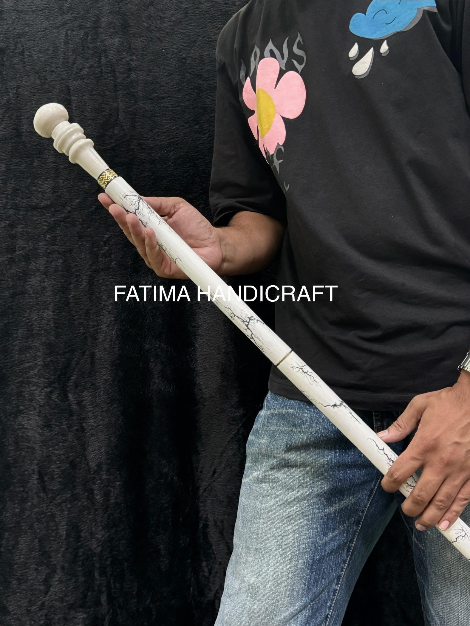 White Wizard Walking Cane: Crystal Knob, Carved Wooden Stick - Etsy