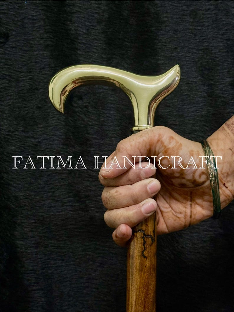 Brass Handle Wooden Walking Cane: Victorian Style Mobility Aid - Etsy