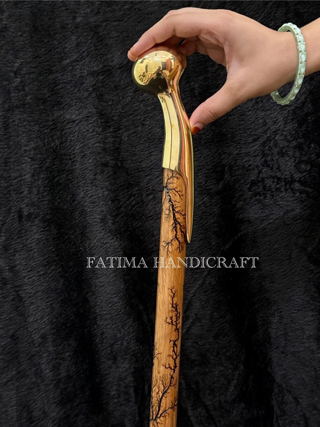 Victorian Brass Knob Walking Cane: Carved Wooden Mobility Stick - Etsy