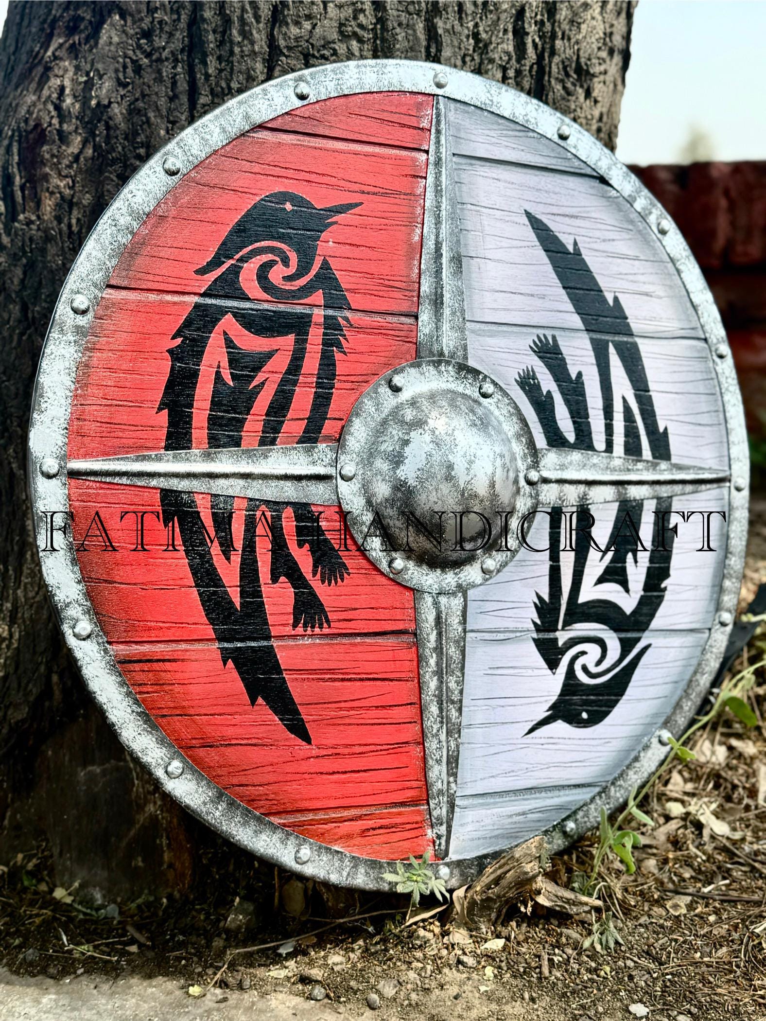 Raven Viking Shield: Medieval Norse Decor, Battle Ready Round Valhalla ...