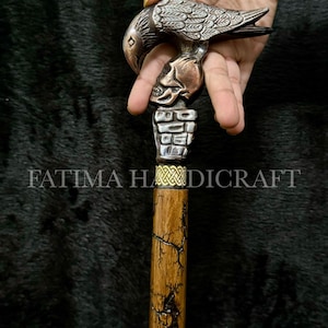 Black Antique Crow & Skull Walking Cane: Goth Style Brass Handle - Etsy