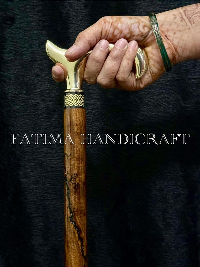 Brass Handle Wooden Walking Cane: Victorian Style Mobility Aid - Etsy
