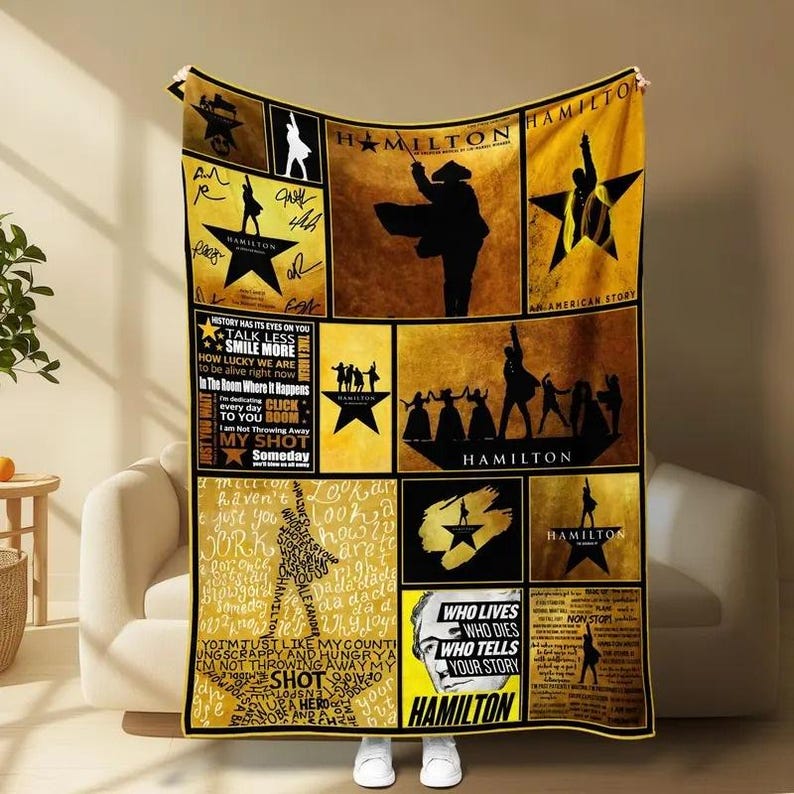 Hamilton Musical With Collage Fleece Blanket, Hamilton Blanket ...