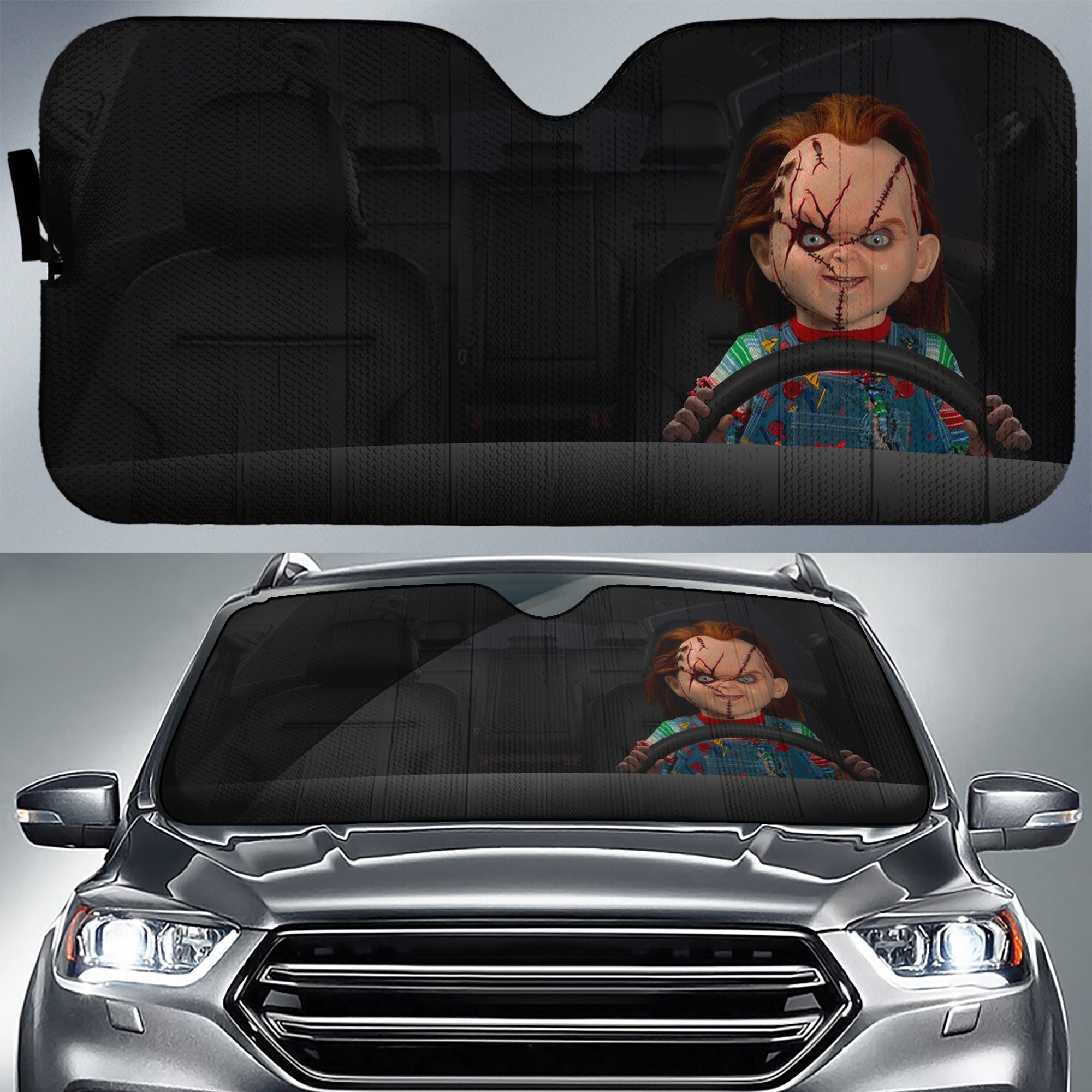 Chucky Car Sunshade Horror Halloween Car Sunshade Chucky Movie Horror Movie Car Sunshade Car Windshield Car Accessories Etsy