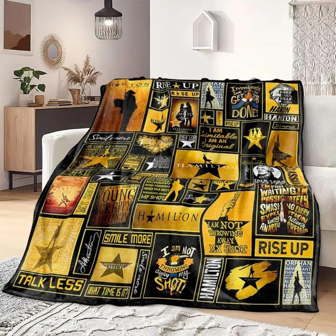 Hamilton Musical Theme Flannel Slogan Print Fleece Blanket, Hamilton ...