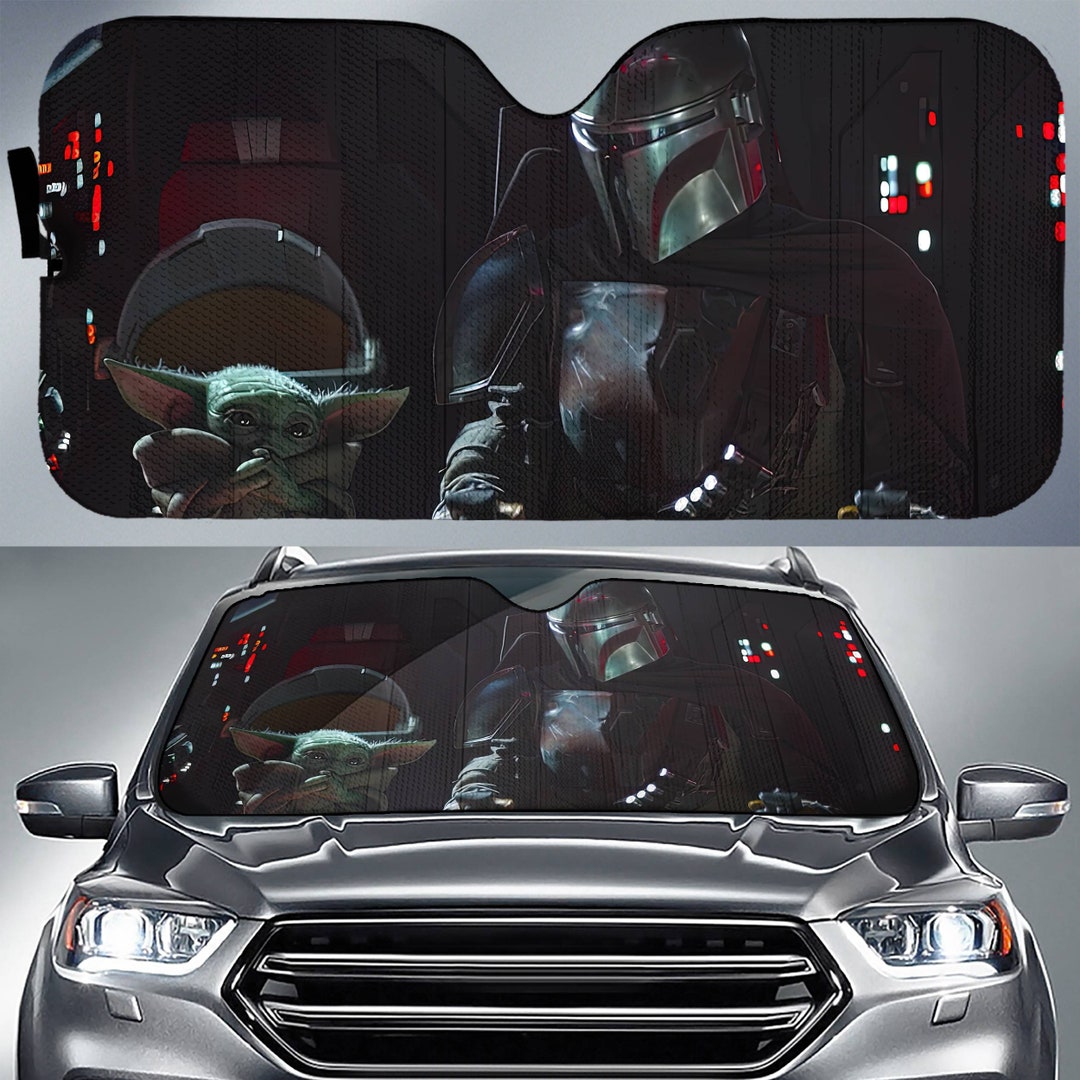 The Mandalorian and Baby Yoda Car Sunshade | Starwars Auto Sunshade ...