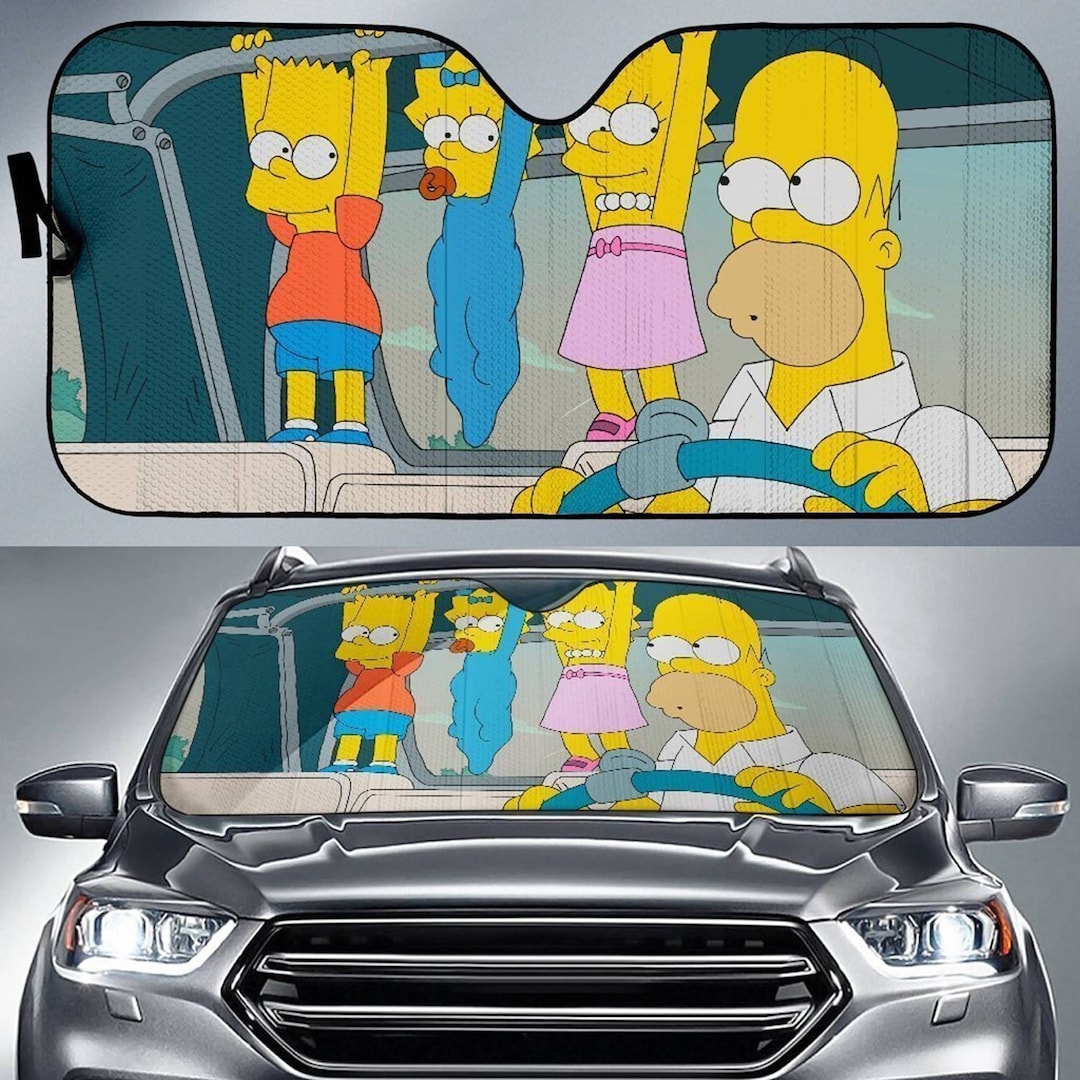 The Simpsons Car Auto Sun Shade Homer Simpson Bart Simpson Marge ...