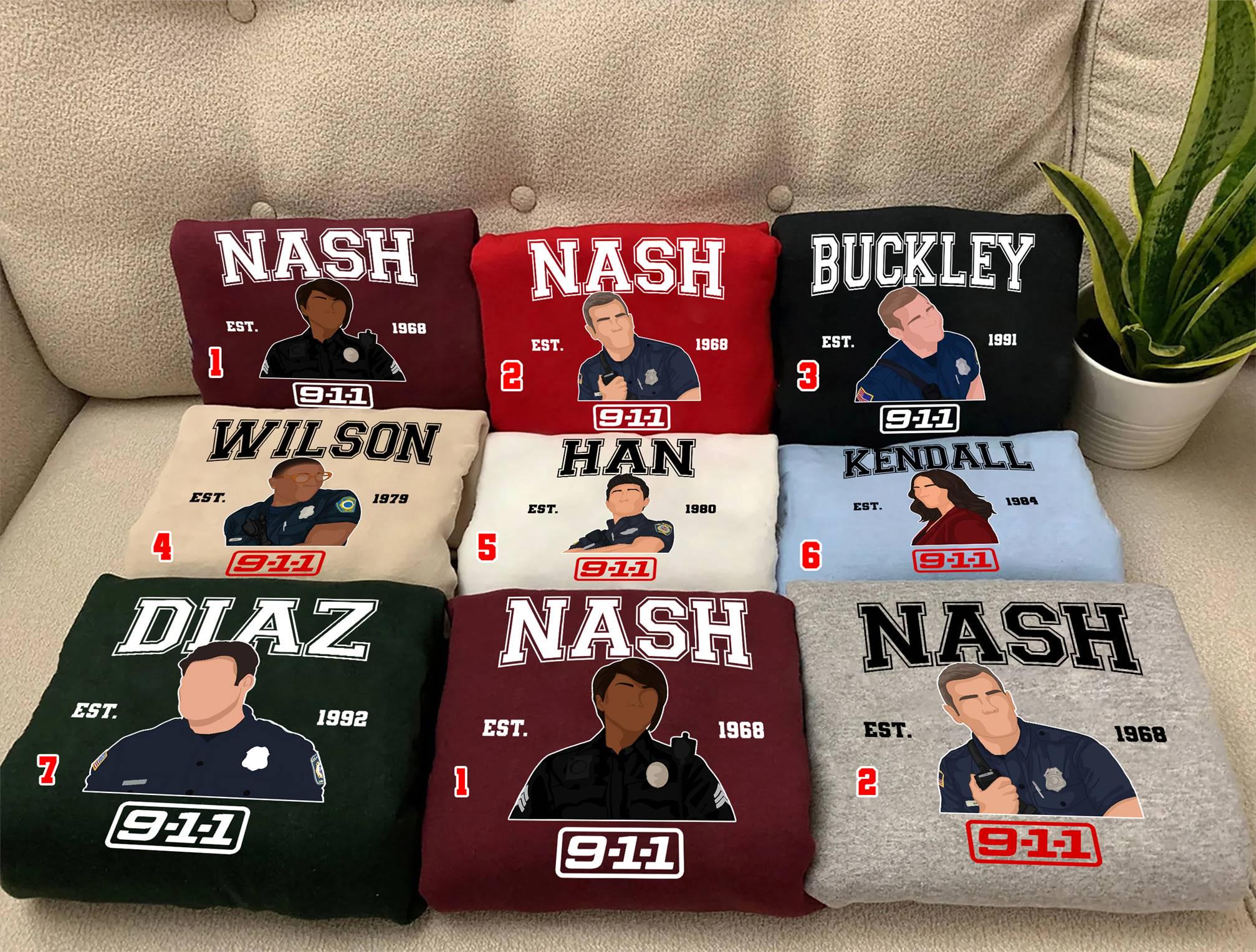 9-1-1 Character Group Shirt, Evan Buckley Shirt, Bobby Nash Shirt, 911 ...